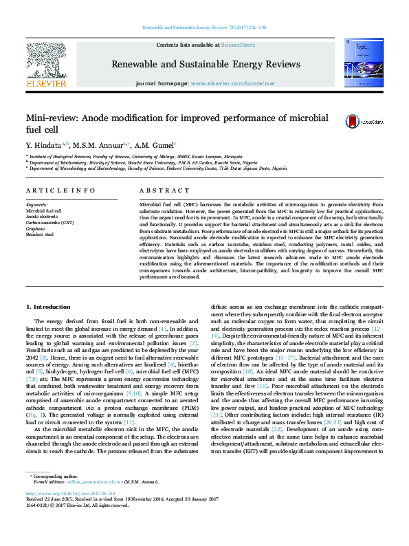 (PDF) Mini-review: Anode modification for improved performance of ...
