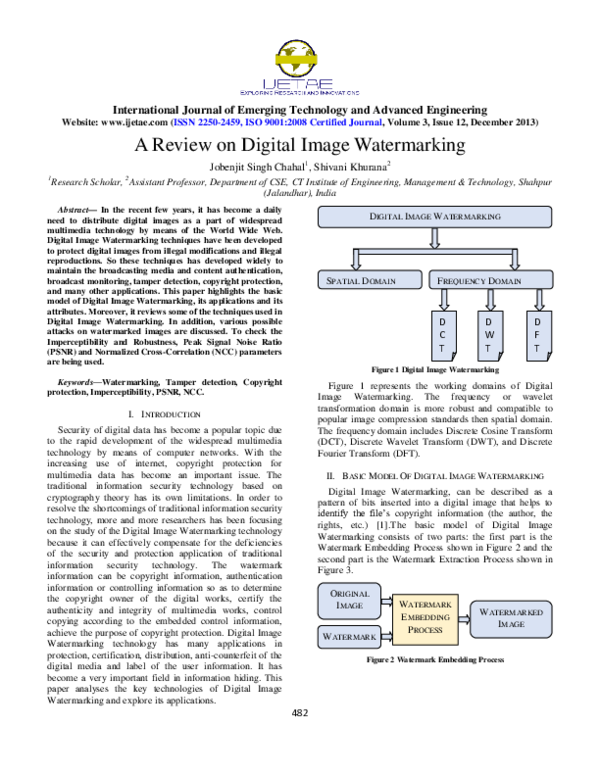 (PDF) A Review on Digital Image Watermarking