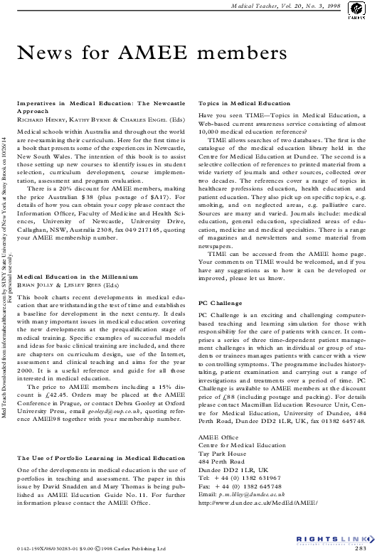 (PDF) News for AMEE members