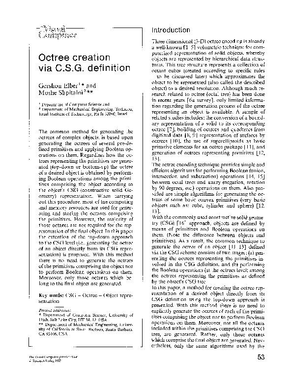 (PDF) Octree creation via C.S.G. definition