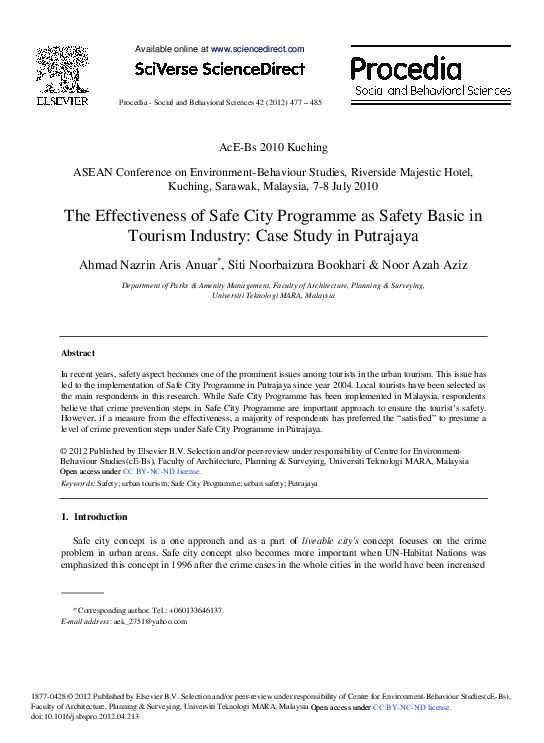 (PDF) The Effectiveness of Safe City Programme as Safety Basic in ...