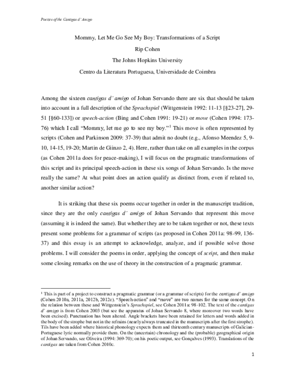 (PDF) Mommy, Let Me Go See My Boy: Transformations of a Script (2012)