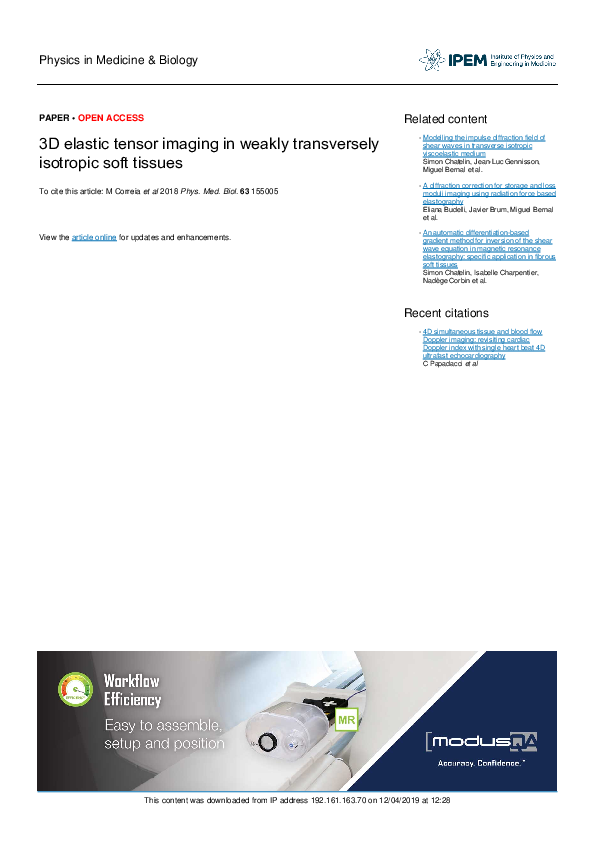 (PDF) 3D elastic tensor imaging in weakly transversely isotropic soft tissues | Simon Chatelin ...