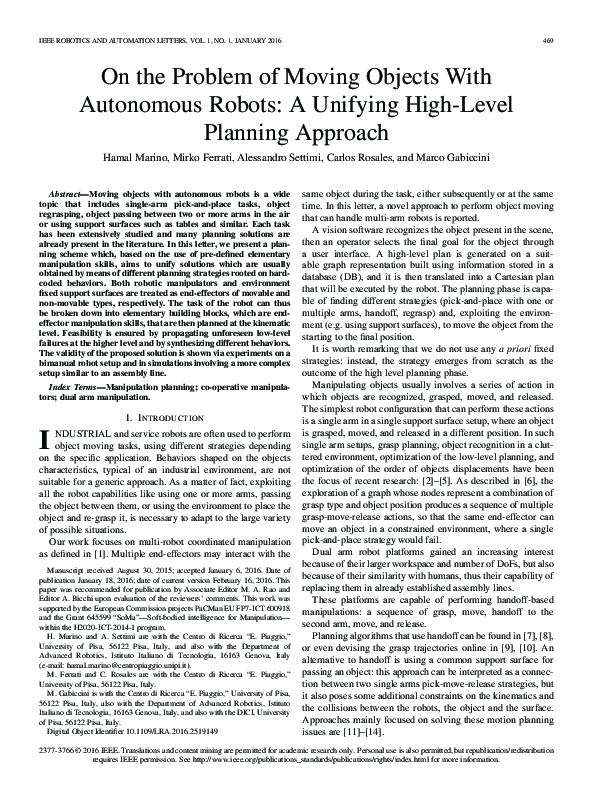 (PDF) On the Problem of Moving Objects with Autonomous Robots: a Unifying High-Level Planning ...