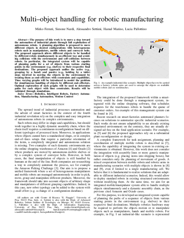(PDF) Multi-object handling for robotic manufacturing