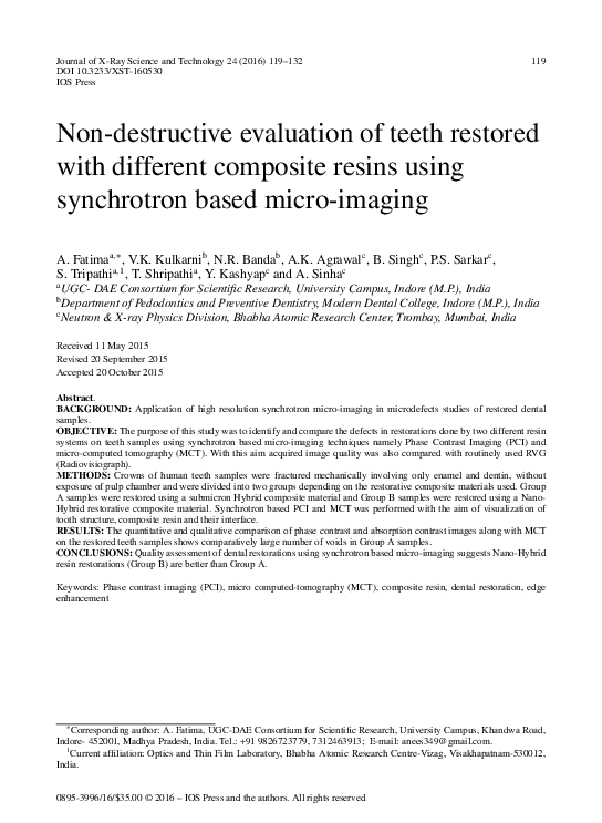 (PDF) Non-destructive evaluation of teeth restored with different ...