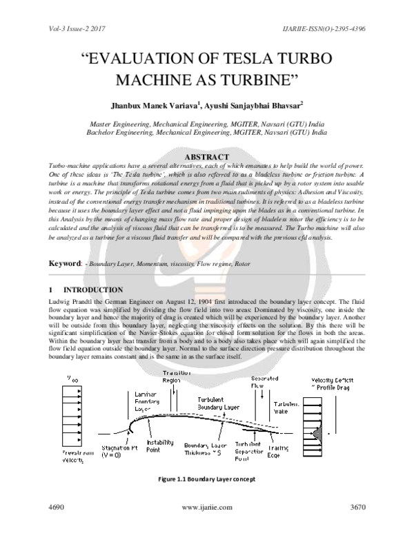 (PDF) Evaluation of Tesla Turbo Machine as Turbine