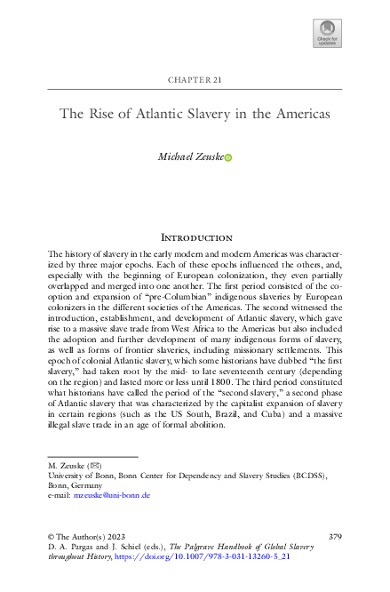 (PDF) The Rise of Atlantic Slavery in the Americas