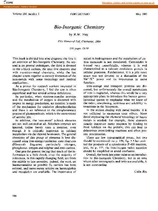 (PDF) Bio-inorganic chemistry
