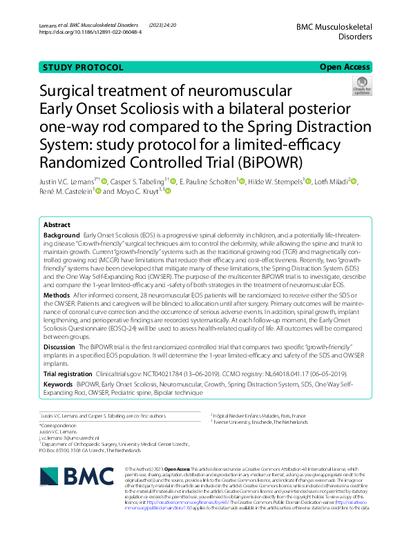 (PDF) Surgical treatment of neuromuscular Early Onset Scoliosis with a ...