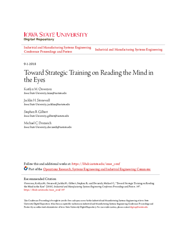 (PDF) Toward Strategic Training on Reading the Mind in the Eyes