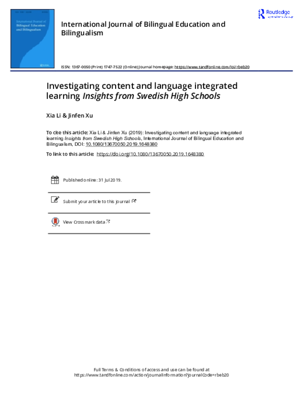 (PDF) Investigating Content and Language Integrated Learning