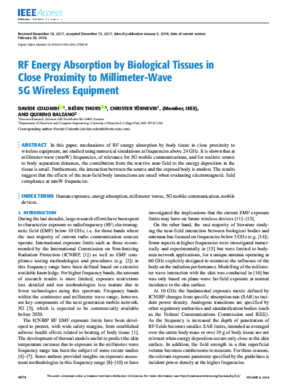 (PDF) RF Energy Absorption by Biological Tissues in Close Proximity to ...