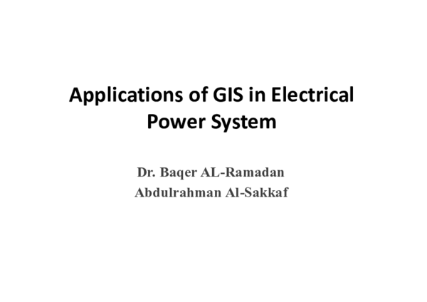 (PDF) Applications of GIS in Electrical Power System