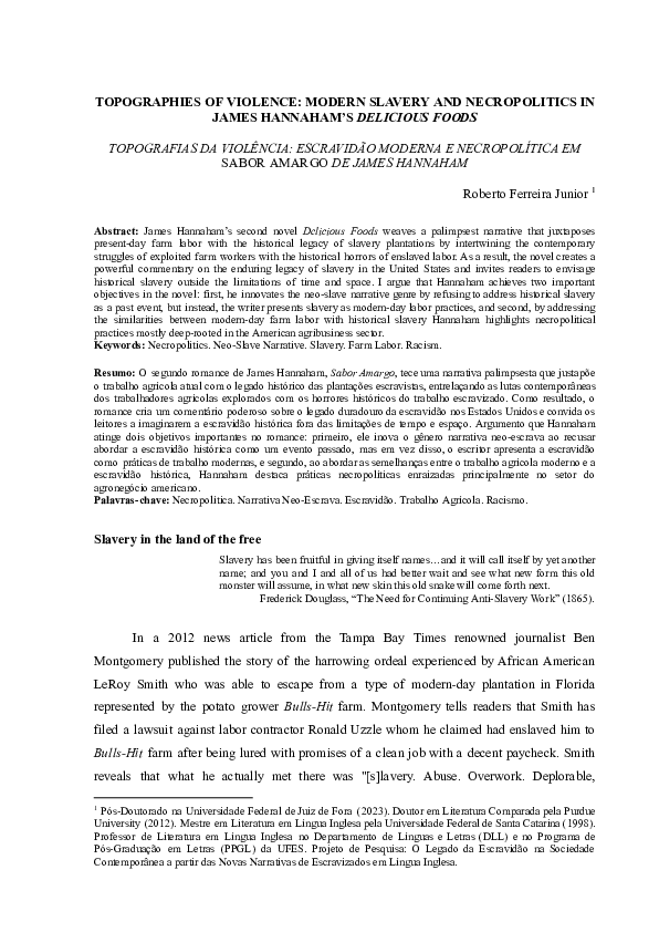 (PDF) Expanding Neo-Slave Narratives: Modern Slavery and Necropolitics ...