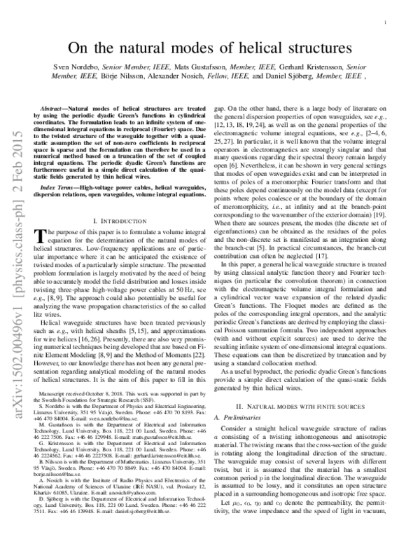 (PDF) On the natural modes of helical structures