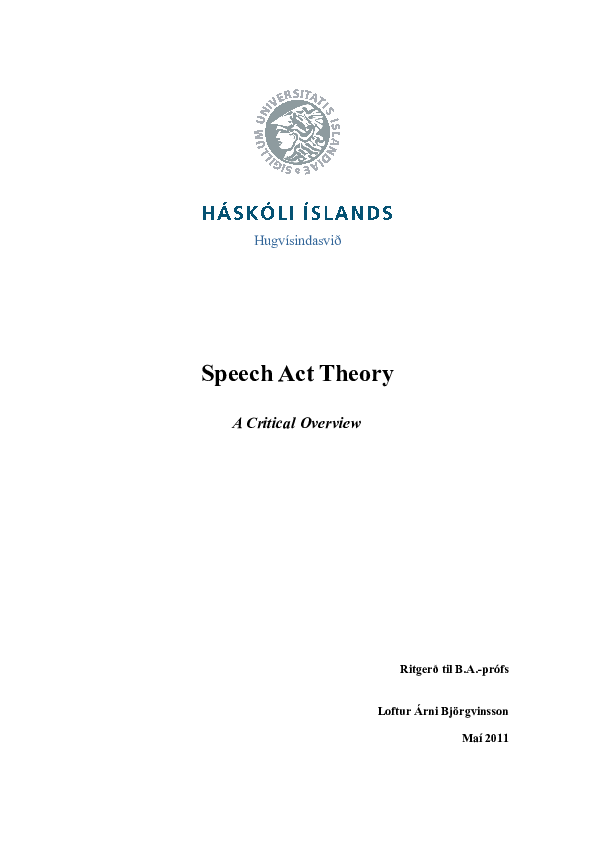 (PDF) Speech-Act Theory