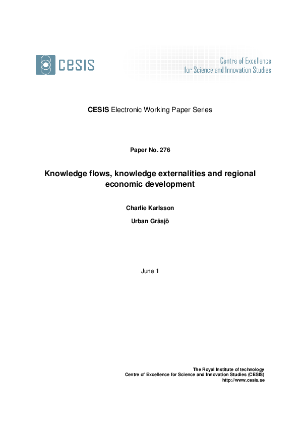 (PDF) Knowledge Flows, Knowledge Externalities, and Regional Economic Development