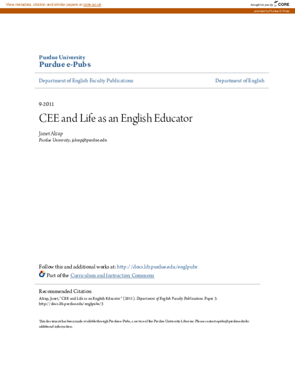 (PDF) CEE and Life as an English Educator