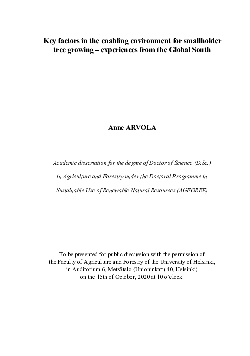 (PDF) Key factors in the enabling environment for smallholder tree ...