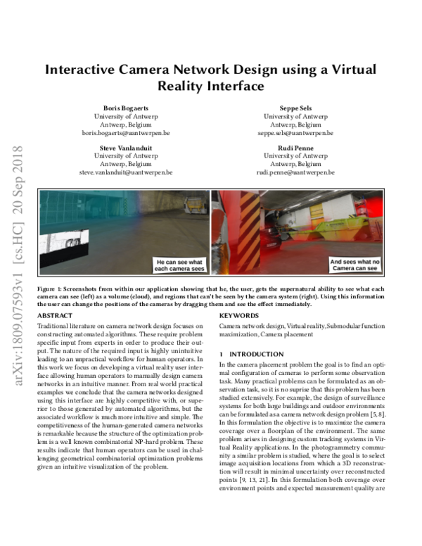 (PDF) Interactive Camera Network Design using a Virtual Reality ...