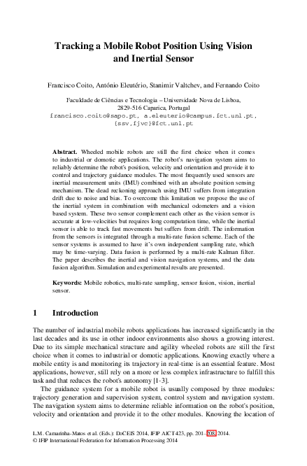 (PDF) Tracking a Mobile Robot Position Using Vision and Inertial Sensor