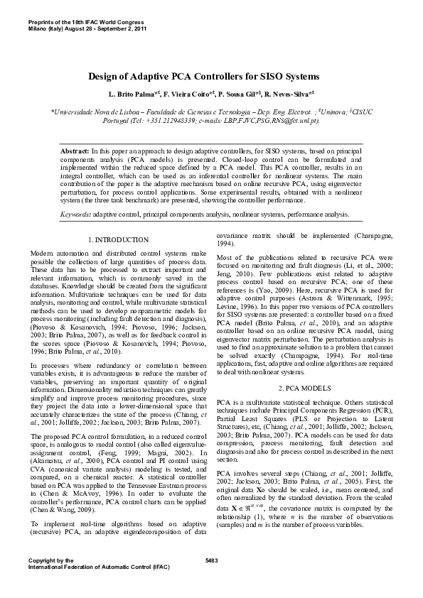 (PDF) Design of adaptive PCA controllers for SISO systems