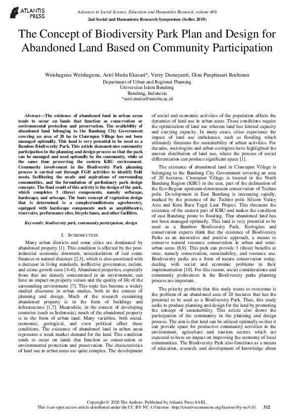 (PDF) The Concept of Biodiversity Park Plan and Design for Abandoned ...