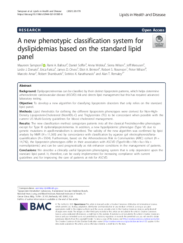 (PDF) A New Phenotypic Classification System for Dyslipidemias Based on ...