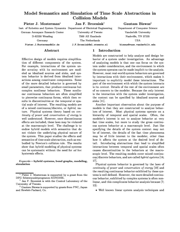 (PDF) Model semantics and simulation of time scale abstractions in collision models