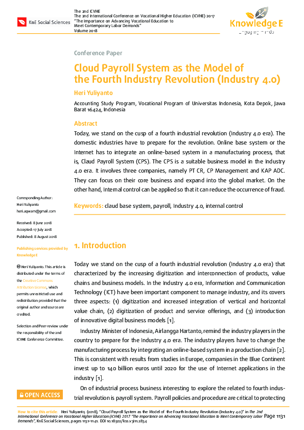(PDF) Cloud Payroll System as the Model of the Fourth Industry ...