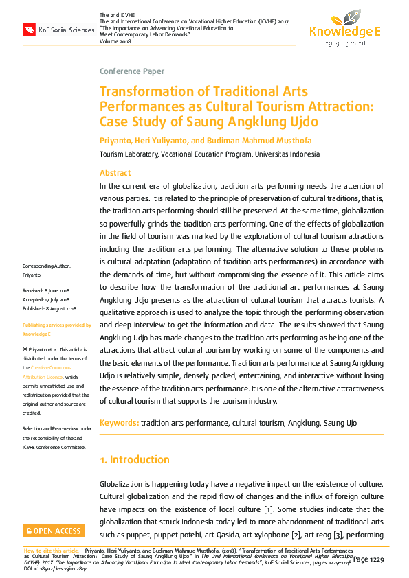 (PDF) Transformation of Traditional Arts Performances as Cultural ...