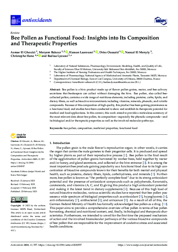 (PDF) Bee Pollen as Functional Food: Insights into Its Composition and ...