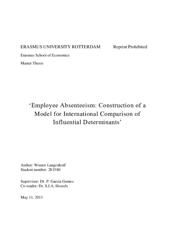 (PDF) Employee Absenteeism: Construction of a Model for International ...