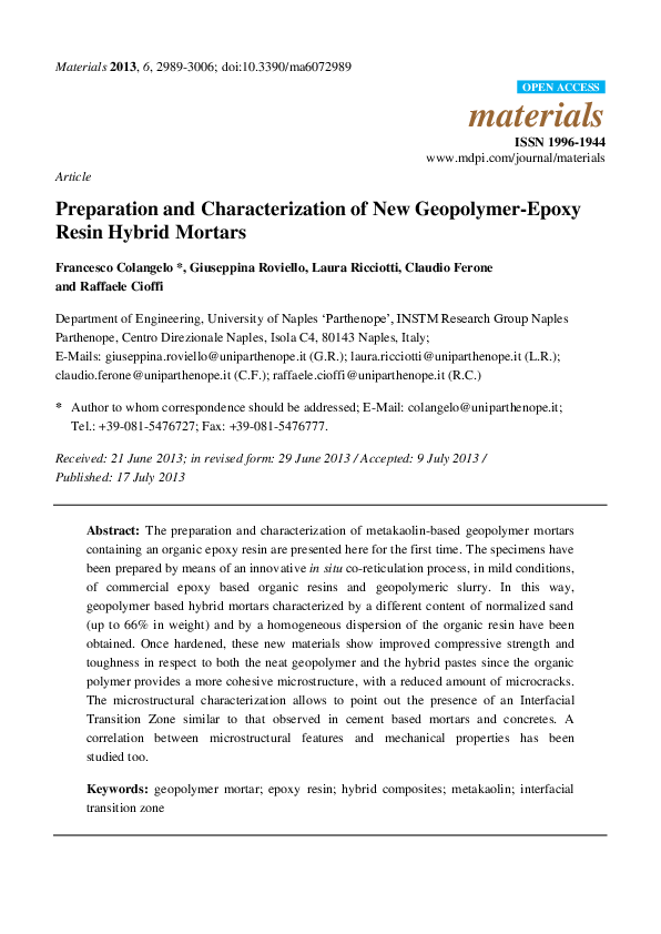 (PDF) Preparation and Characterization of New Geopolymer-Epoxy Resin ...