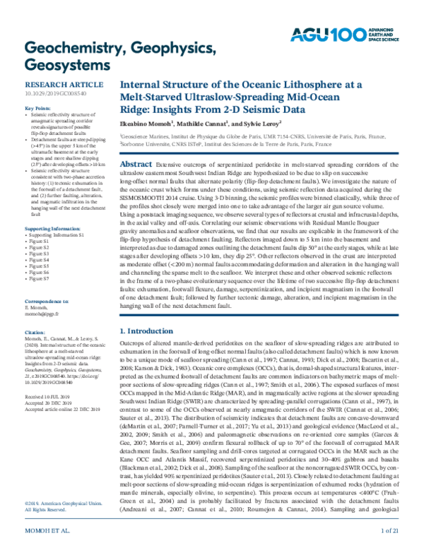 (PDF) Internal Structure of the Oceanic Lithosphere at a Melt‐Starved ...