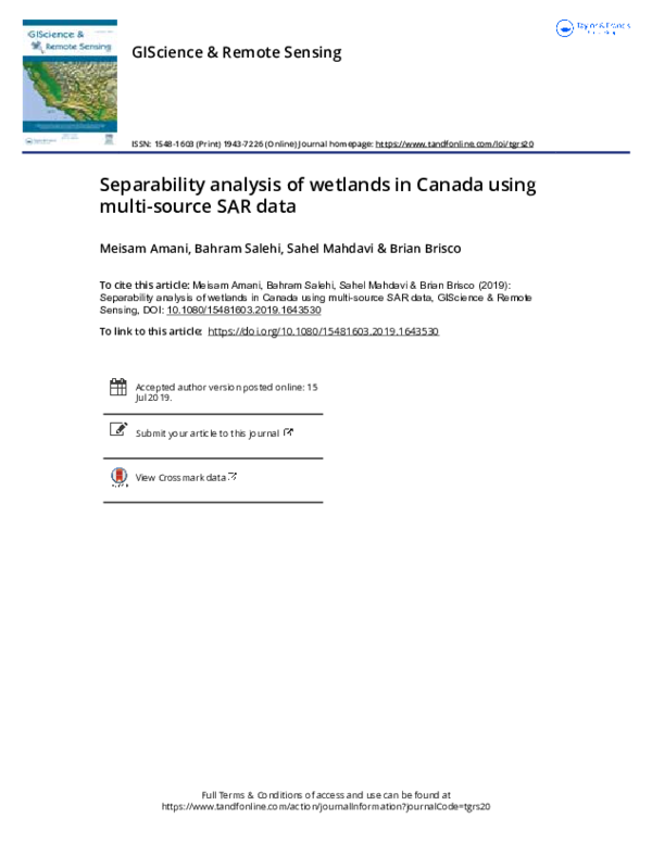 (PDF) Separability analysis of wetlands in Canada using multi-source ...