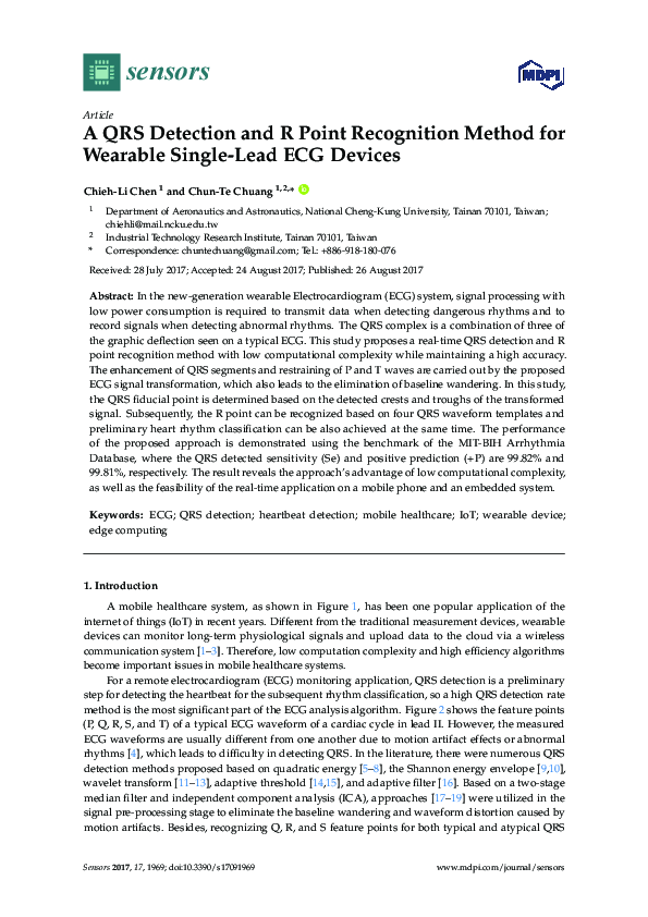 (PDF) A QRS Detection and R Point Recognition Method for Wearable ...