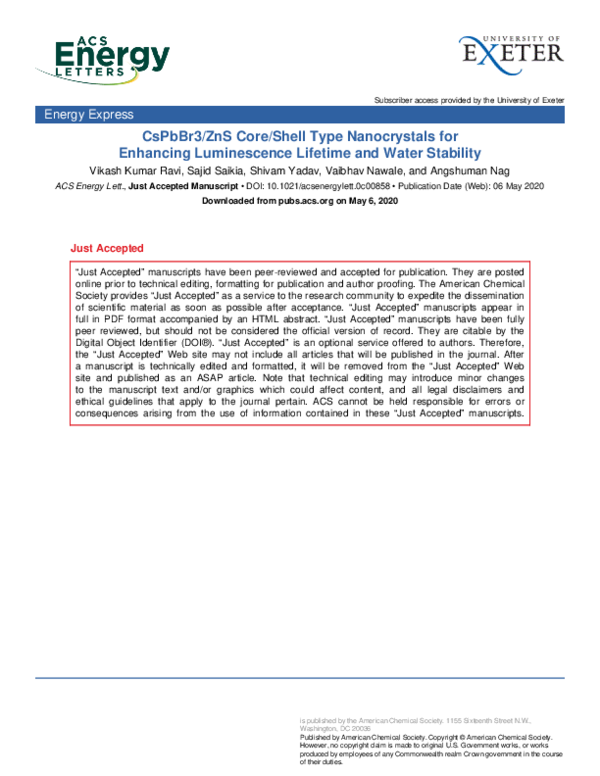 (PDF) CsPbBr3/ZnS Core/Shell Type Nanocrystals for Enhancing ...