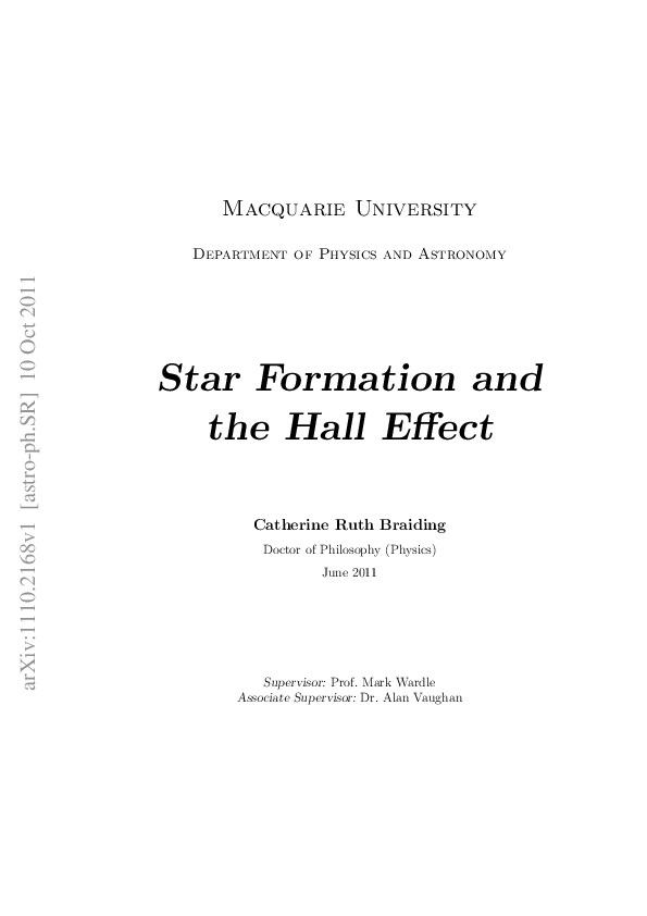 (PDF) Star Formation and the Hall Effect