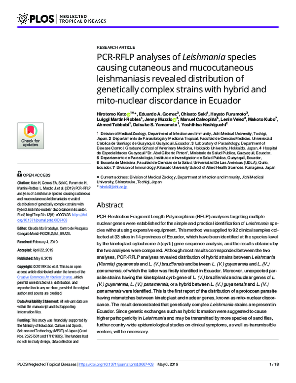 (PDF) PCR-RFLP analyses of Leishmania species causing cutaneous and ...