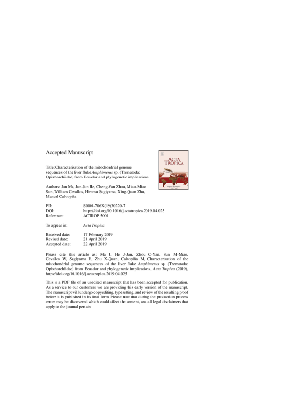 (PDF) Characterization of the mitochondrial genome sequences of the ...