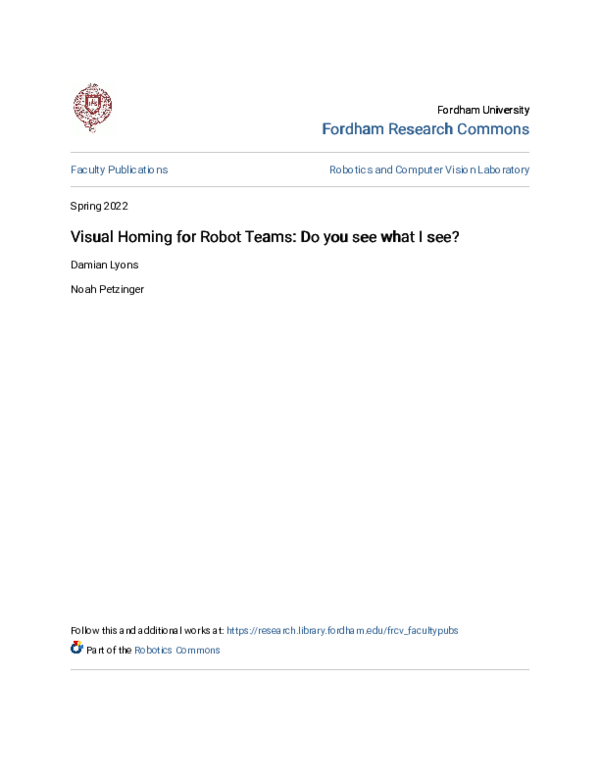 (PDF) Visual homing for robot teams: do you see what I see?