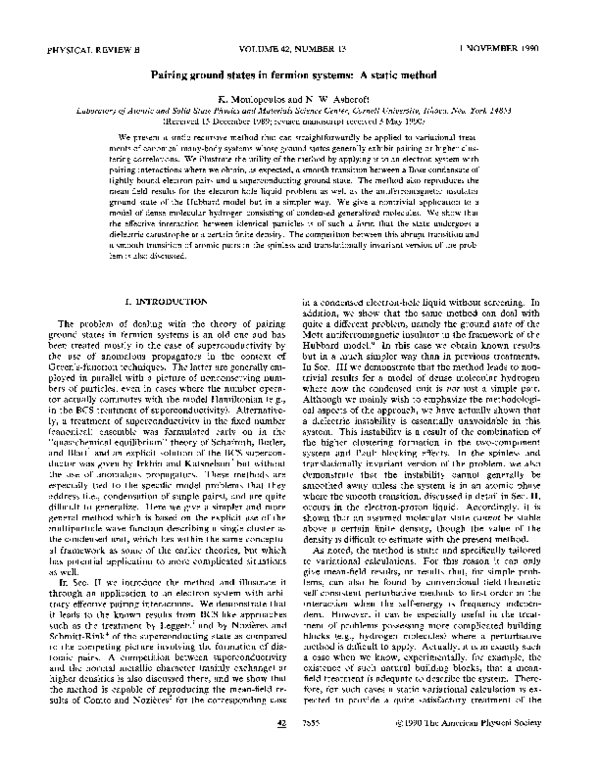 (PDF) Pairing ground states in fermion systems: A static method ...