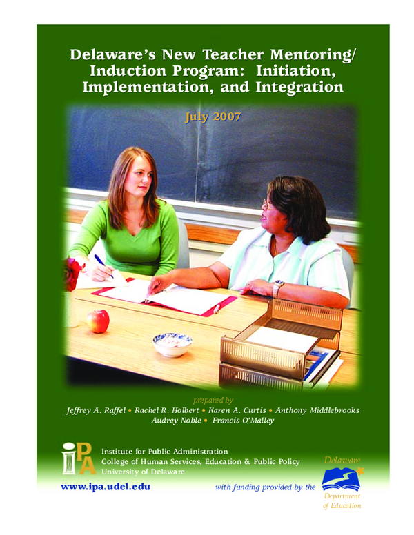 (PDF) Delaware's New Teacher Mentoring/Induction Program: Initiation ...