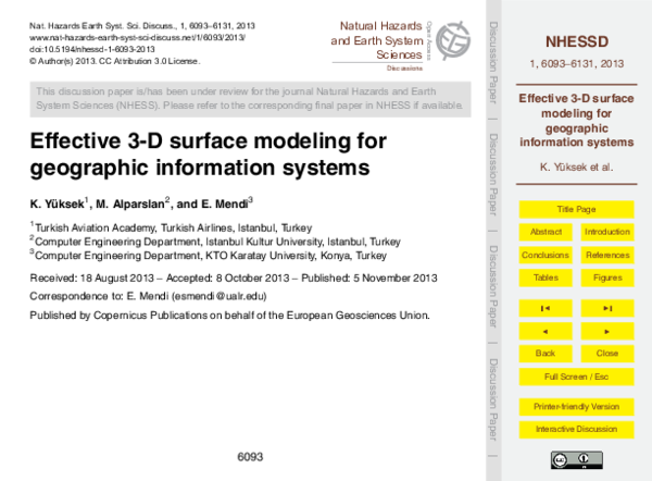 (PDF) Effective 3-D surface modeling for geographic information systems