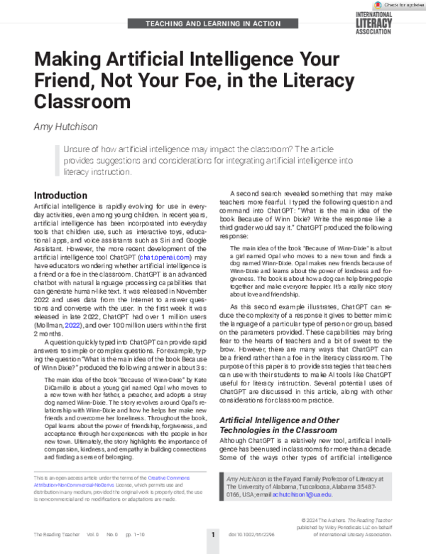 (PDF) Making Artificial Intelligence Your Friend, Not Your Foe, in the ...