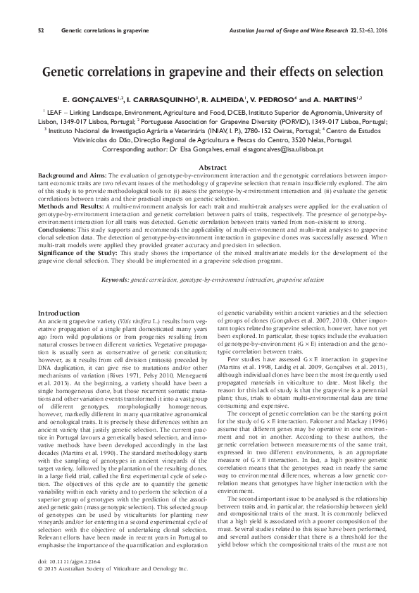 (PDF) Genetic correlations in grapevine and their effects on selection | Vanda Pedroso ...