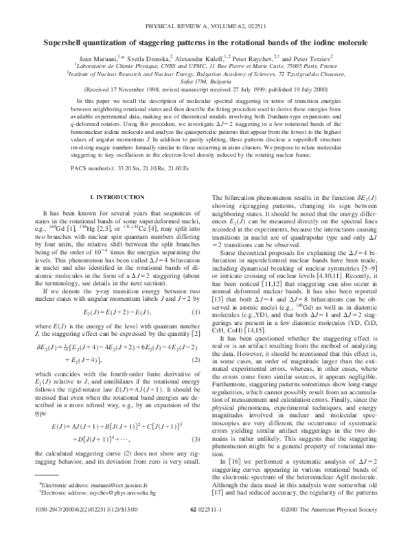 (PDF) Supershell quantization of staggering patterns in the rotational ...