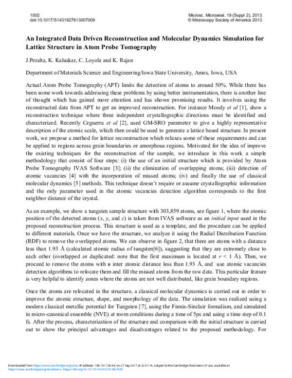 (PDF) Data-Driven Reconstruction in Atom Probes